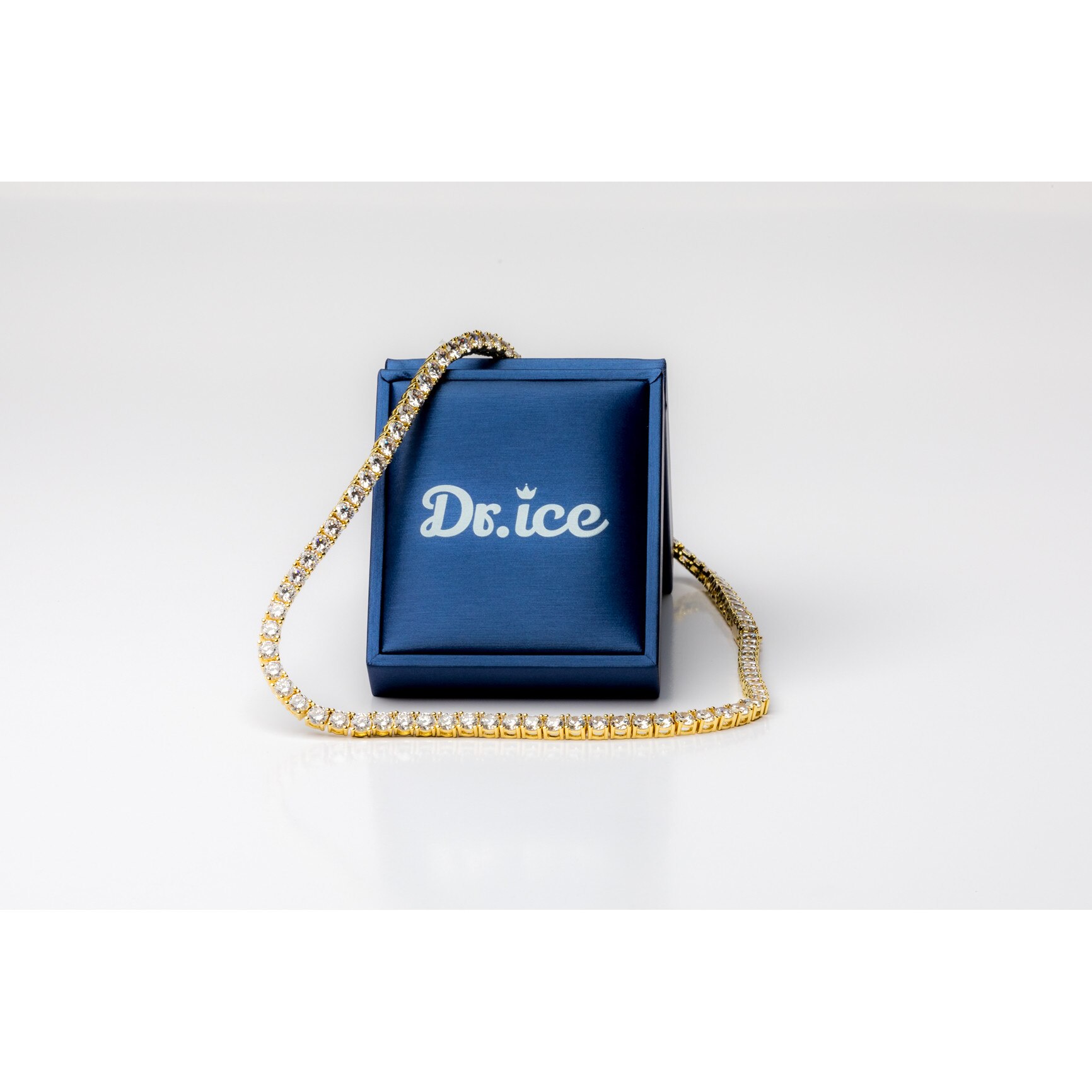 Lant tenis Ice unisex, Dr.Ice, alama placata cu aur 18K, galben - eMAG.ro