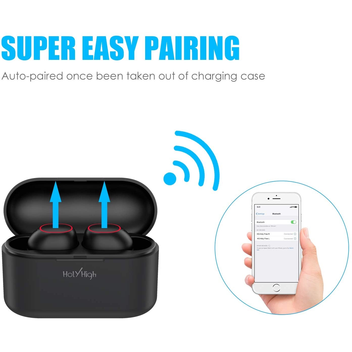 Casti Bluetooth TEAM MOBILE TWS Holy High Q3, HiFi, Carcasa de ...