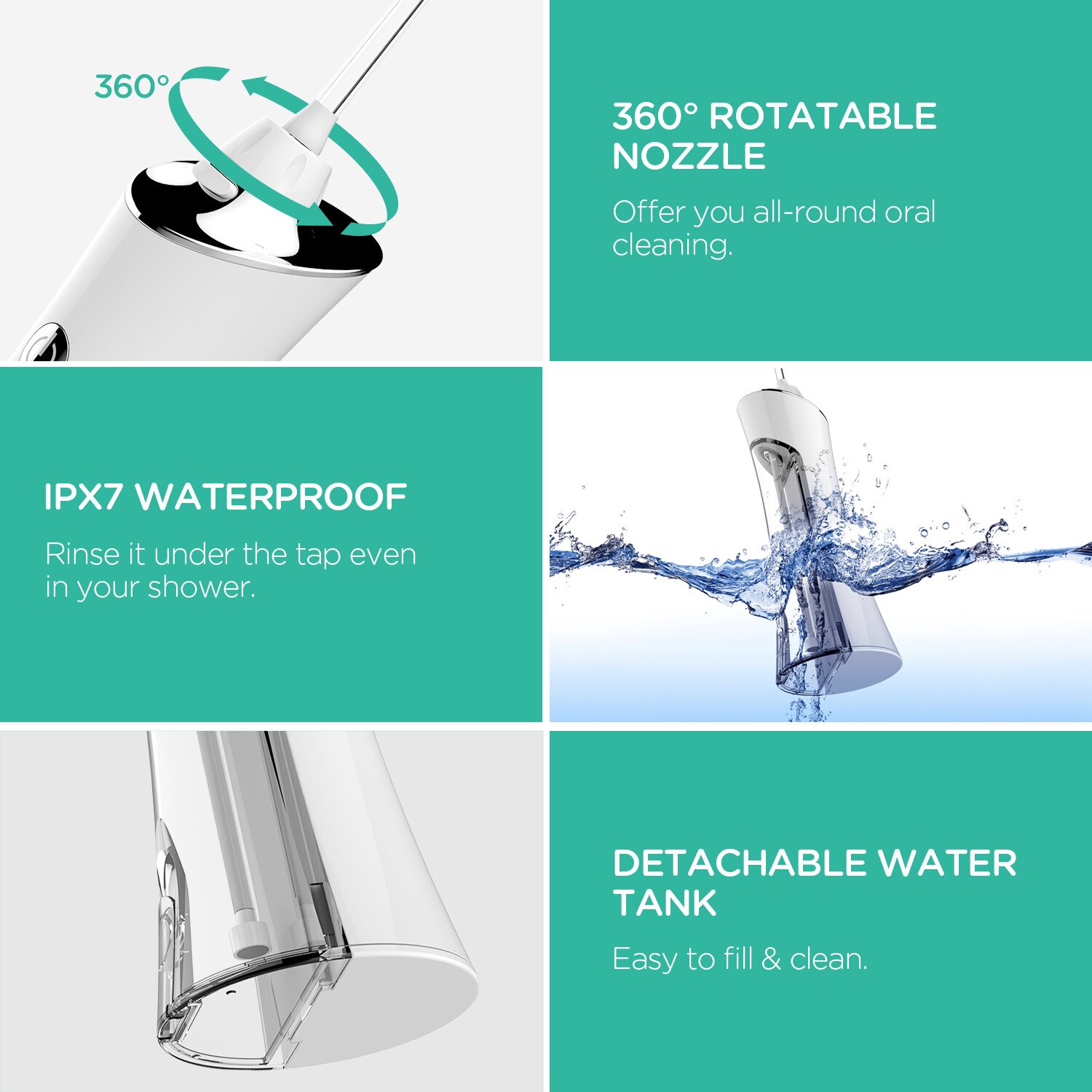 Irigator oral portabil Voyor WF300, 1800 pulsatii/ min, 3 moduri, 4 ...