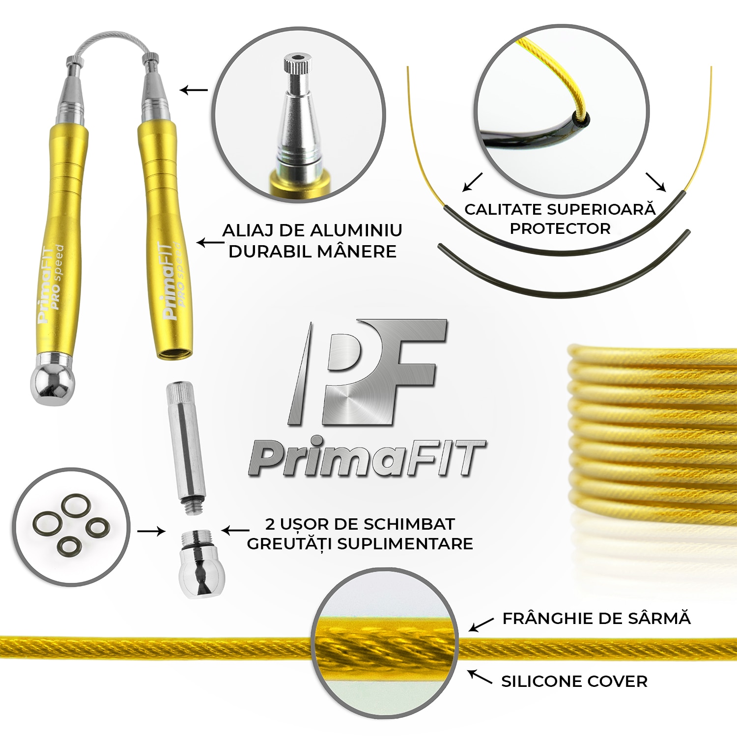 Coarda Sarituri Viteza Prima FIT Pro Speed, Set Profesionala, 3m ...