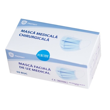Set 50 bucati Masti chirurgicale, PROTEKT, tip IIR, BFE>98%, albastru, adulti - eMAG.ro