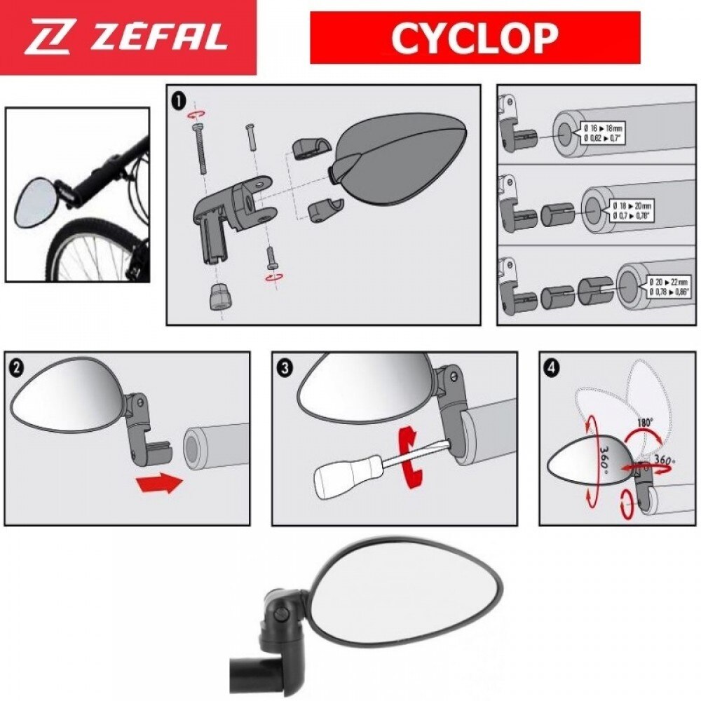 Kerékpár tükör, Zefal Cyclop - eMAG.hu