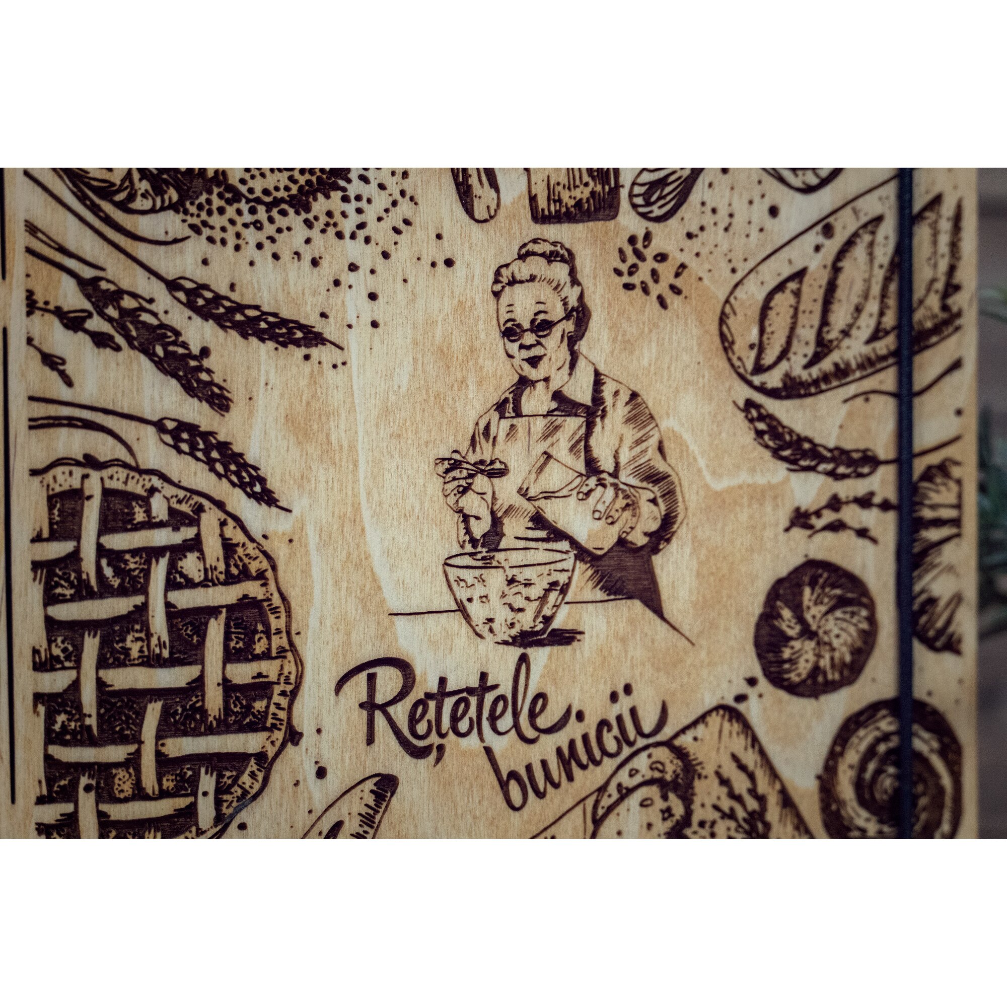 Agenda A5 din lemn personalizata prin gravura, VintageBox, Retetele ...