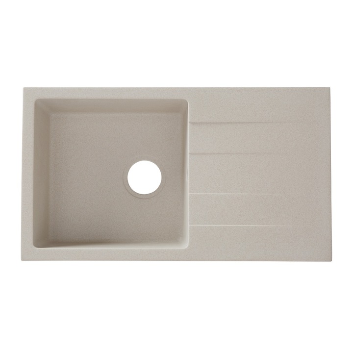 Chiuveta cuart compozit, 76 x 43 cm, adancime 15 cm, bej - eMAG.ro