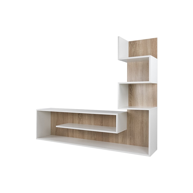 Comoda living cu rafturi, alb / sonoma, 155x28x121cm - eMAG.ro