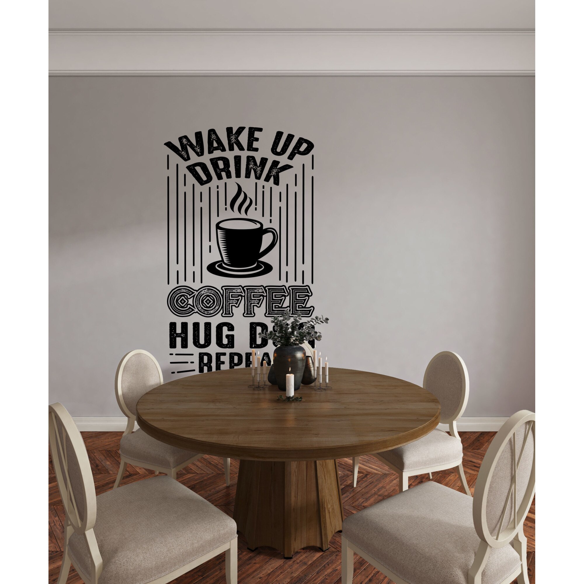 Sticker decorativ perete / geam, Wake up drink, 30x49 cm, negru - eMAG.ro