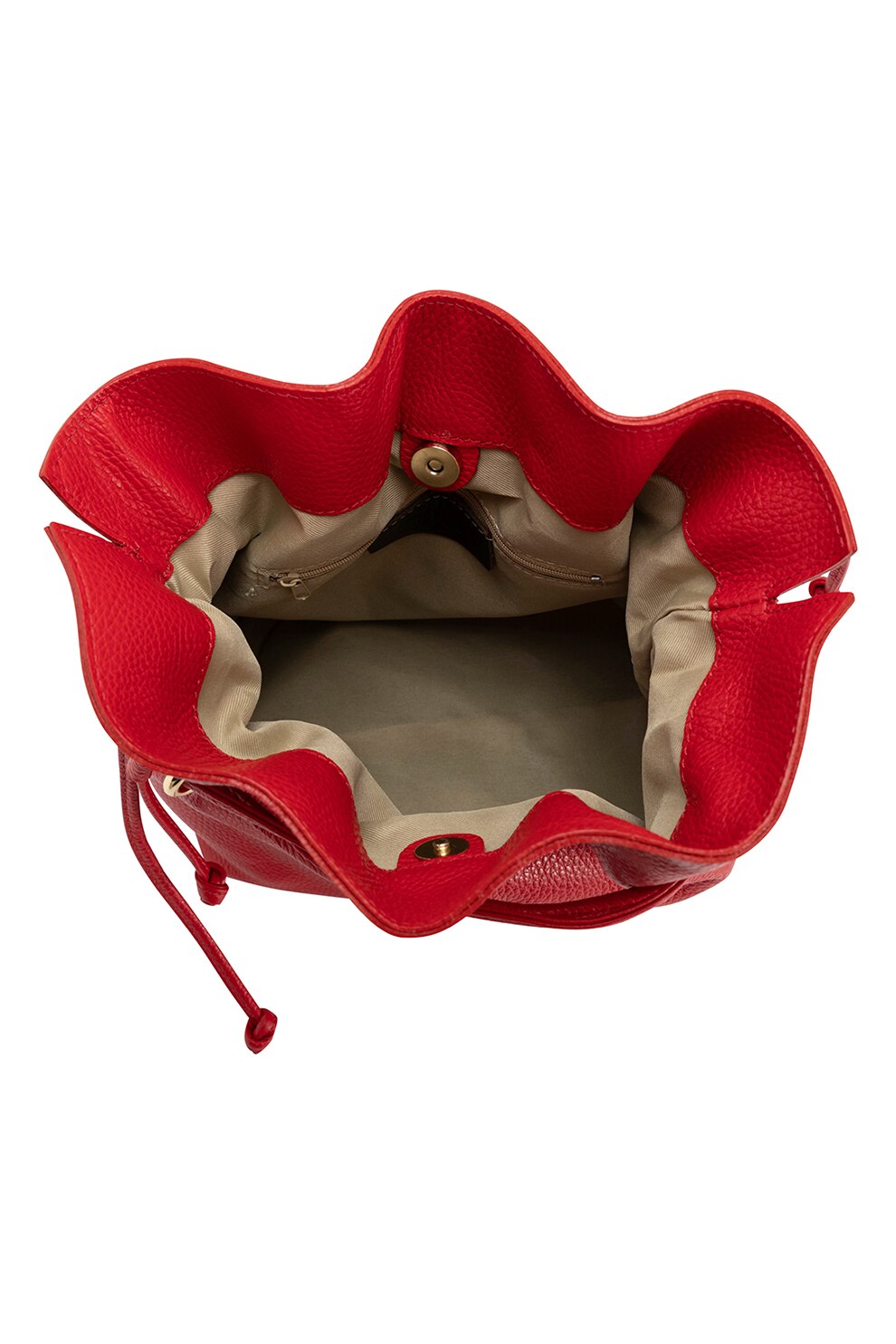 Pia Sassi, Geanta bucket din piele Pebbled, Rosu - eMAG.ro