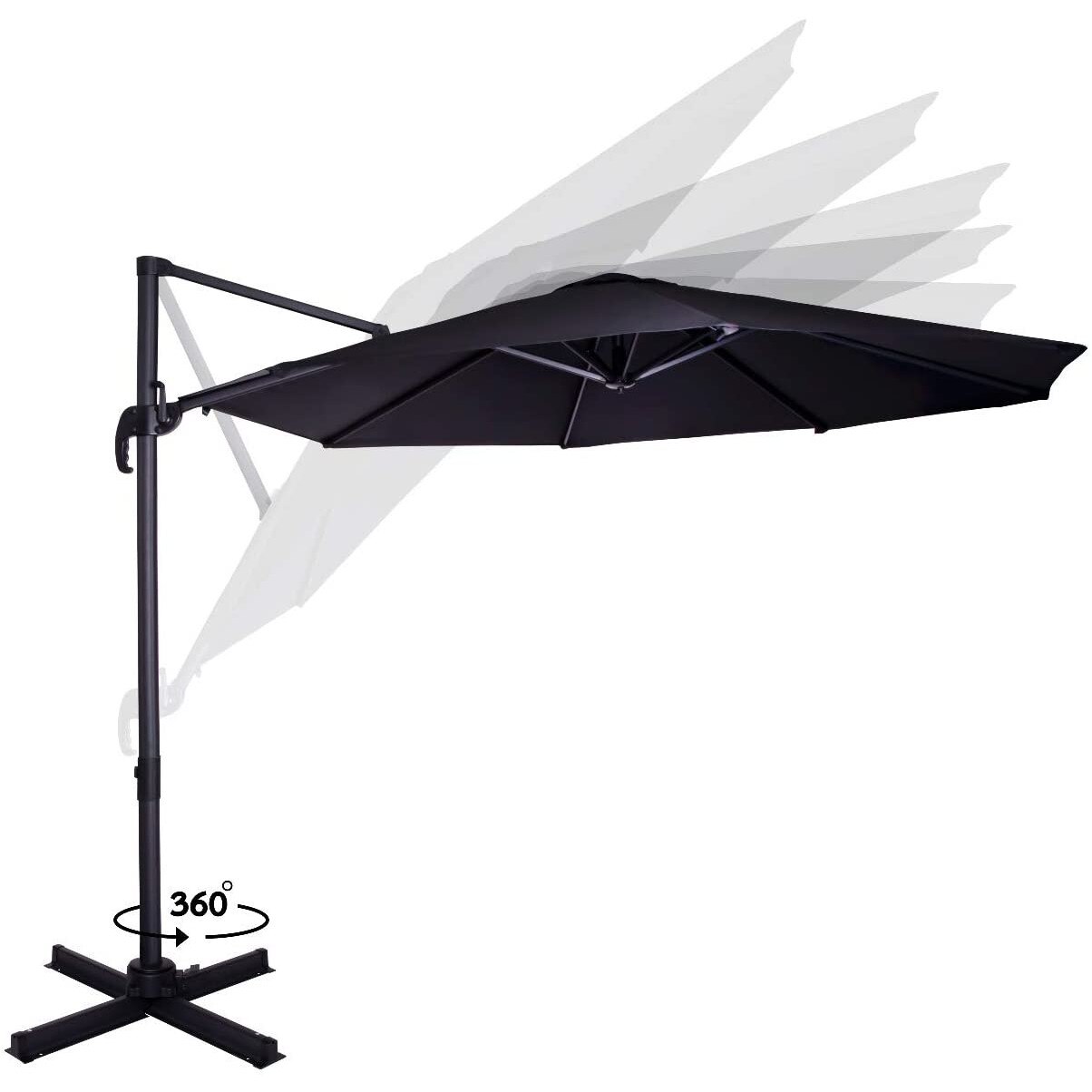 Umbrela de soare pentru gradina, VONROC, GP501XX, 300cm, negru/antracit ...