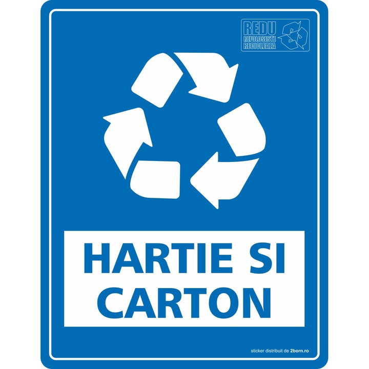 Autocolant pentru marcare pubele Colectare Selectiva Deseuri "Hartie si ...