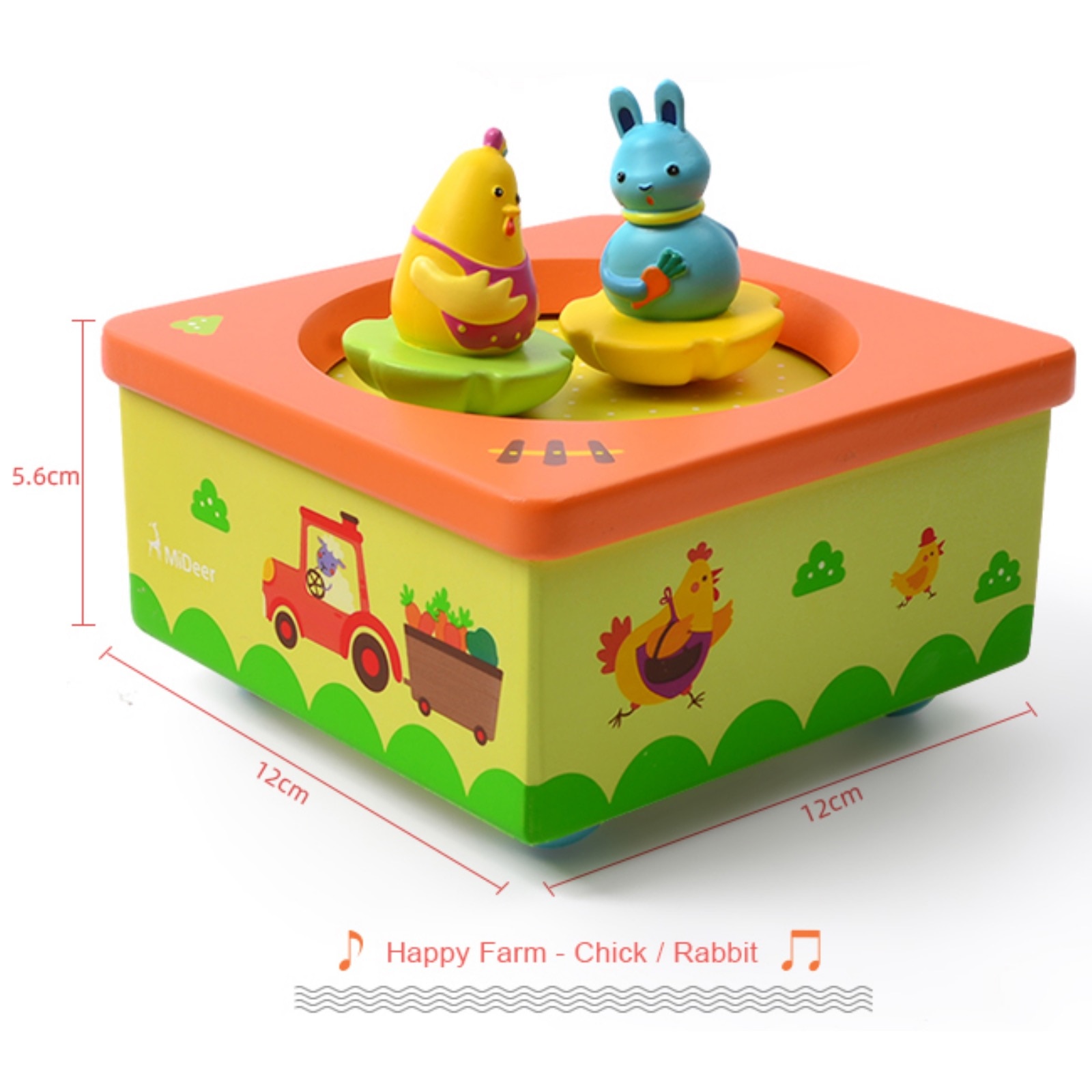 Cutiuta muzicala Happy Farm, 12 x 12 x 5.6 cm - eMAG.ro