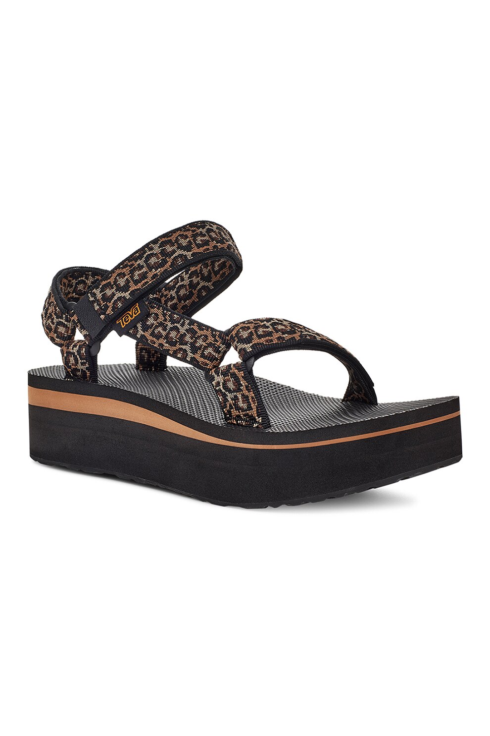 Teva, Sandale flatform cu animal print Universal, Maro camel, 9 - eMAG.ro