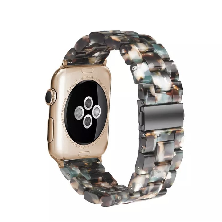 Верижка Vado Strap, за Apple Watch, Смола, Зелен черен и бял, 40мм ...