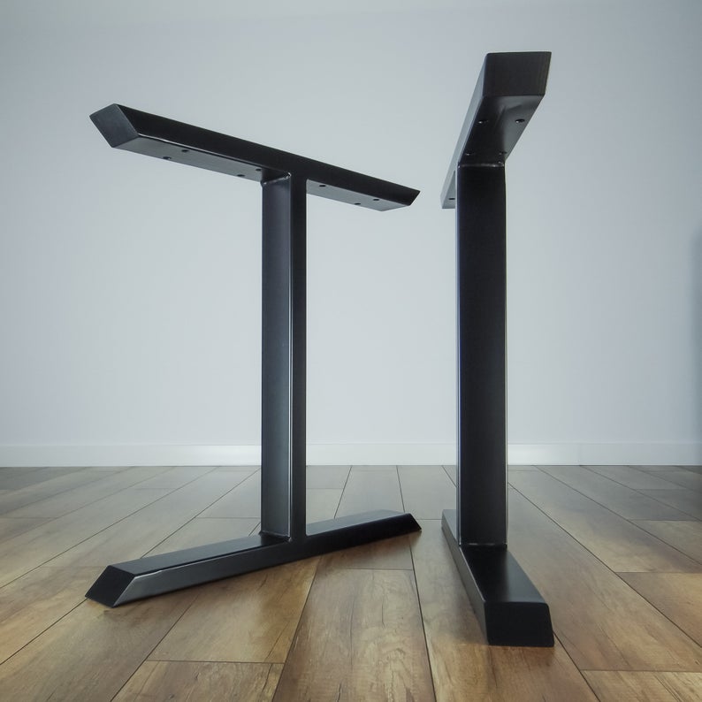 Set 2 picioare metalice pentru masa dining, Massive, tip H, negru ...