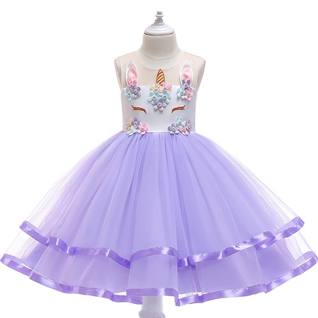 Rochie pentru fete, Model Unicorn, Tip tutu, Bumbac/ Poliester, 120cm ...