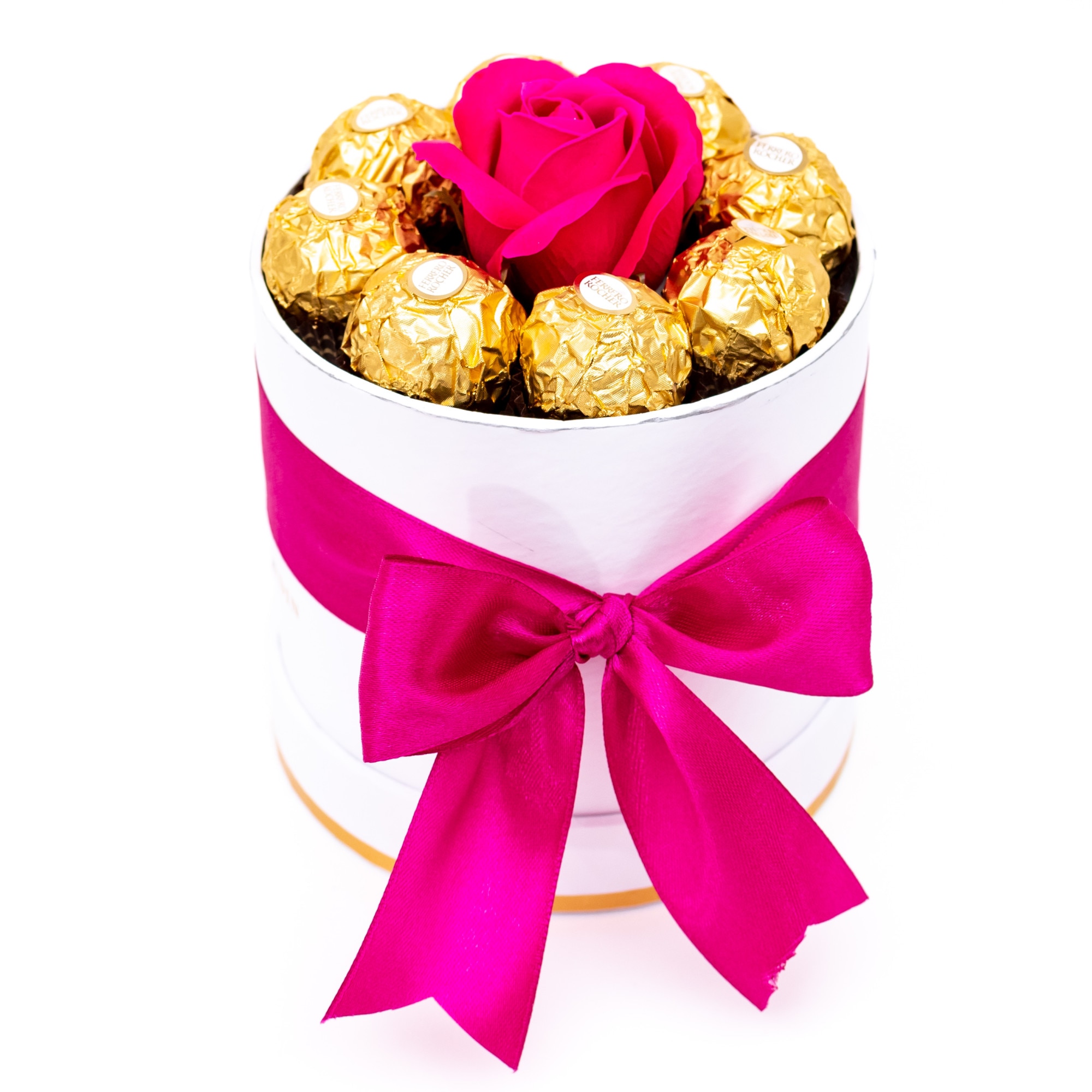 Aranjament Floral Ferrero Pink Rose, 1 Trandafir, Colorissima, 15 cm ...