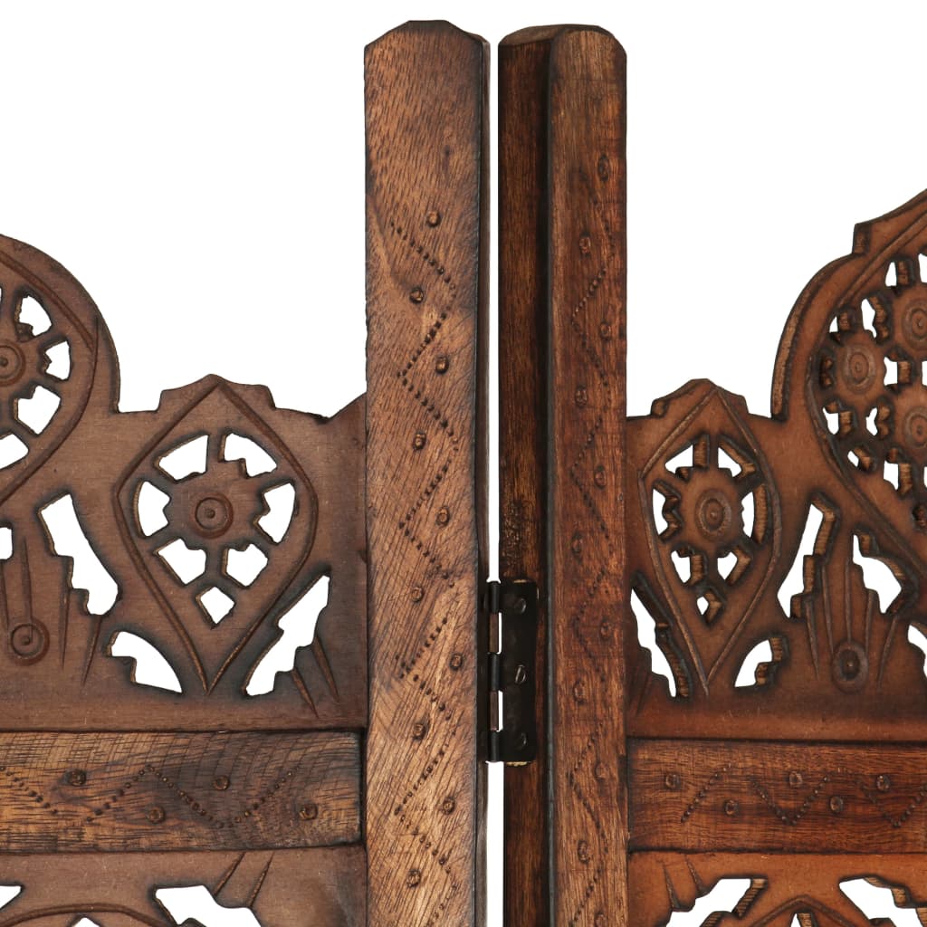 Paravan de camera sculptat manual cu 3 panouri din lemn masiv de mango ...