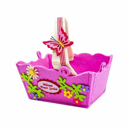 Cosulet decorativ dreptunghiular pentru Paste, fluturasi si floricele ...