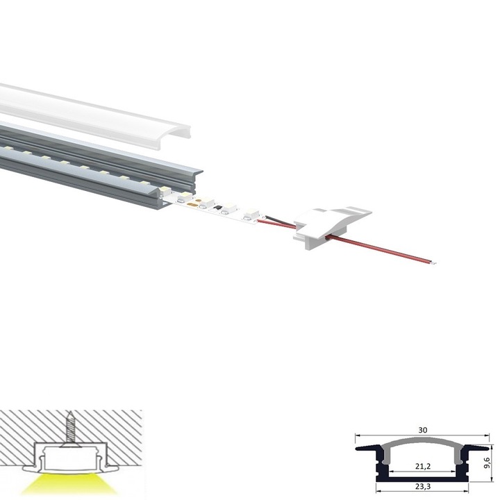 Profil de tavan din aluminiu anodizat pentru benzi LED, LMX-2051, LED ...