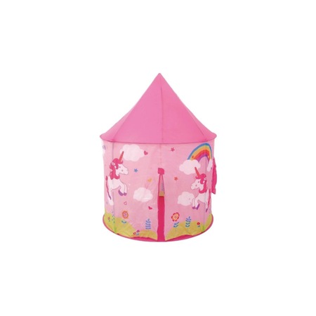 Cort de joaca pentru copii, tip castel, model cu unicorni, roz ...