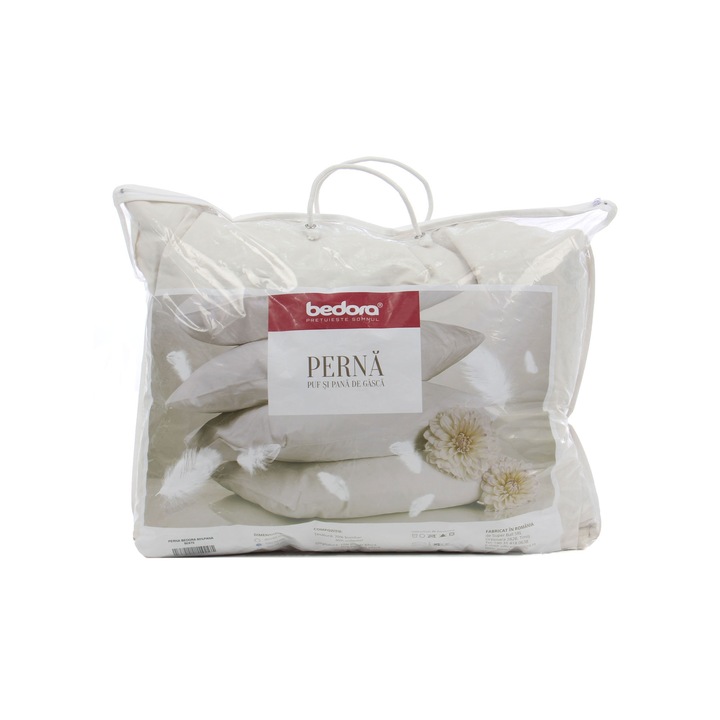 Perna pentru dormit Bedora, puf si pene gasca, 50x70 cm, alba - eMAG.ro