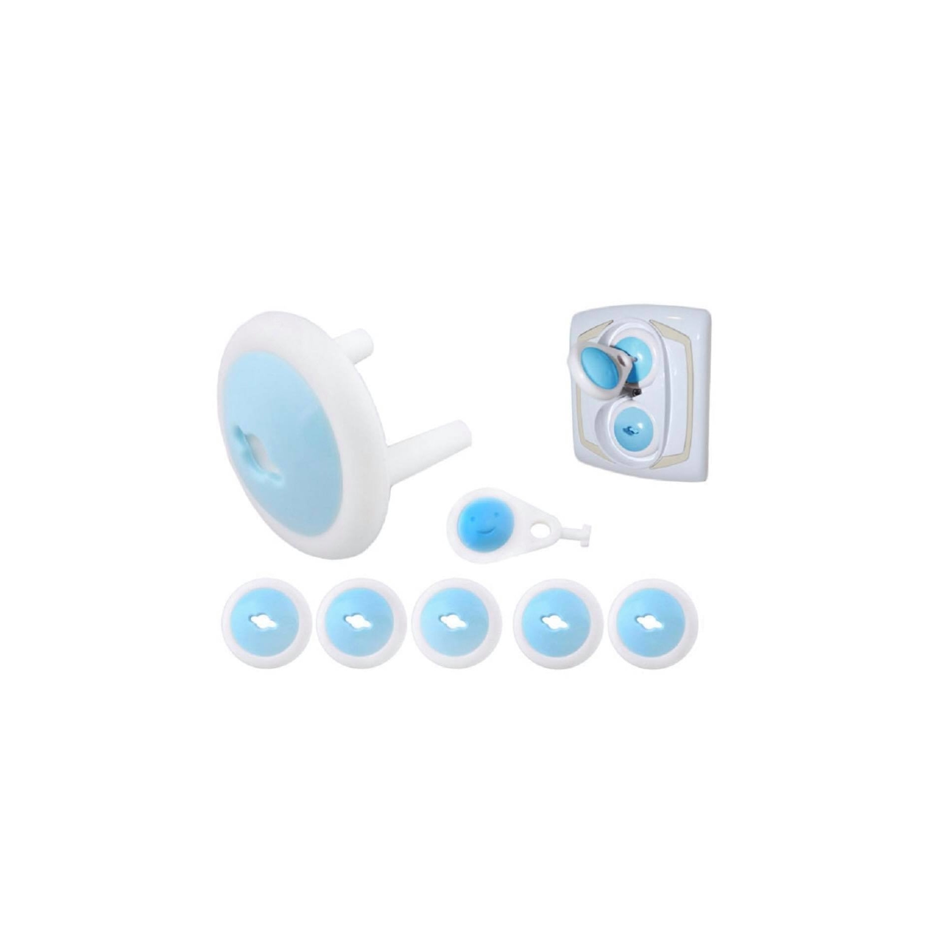 Set 6 bucati protectie prize pentru bebelusi, Iso trade, alb-albastru ...