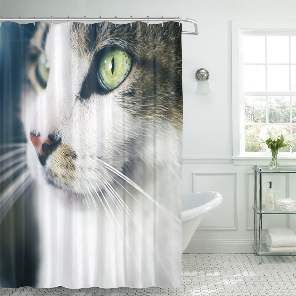 Perdea Dus Cada pentru Baie Art Factory, Ochi verzi, 150 x 200 cm - eMAG.ro