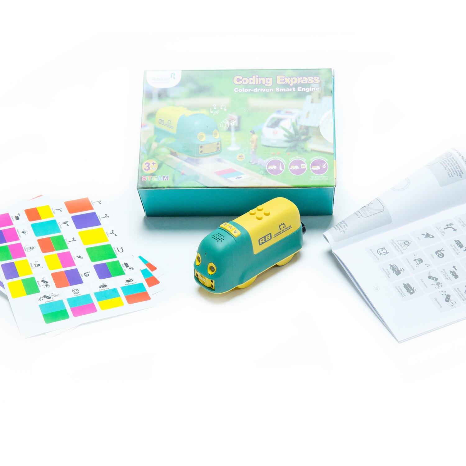 Tren inteligent Robobloq Coding Express, programabil prin culori, cu 22 de functii - eMAG.ro