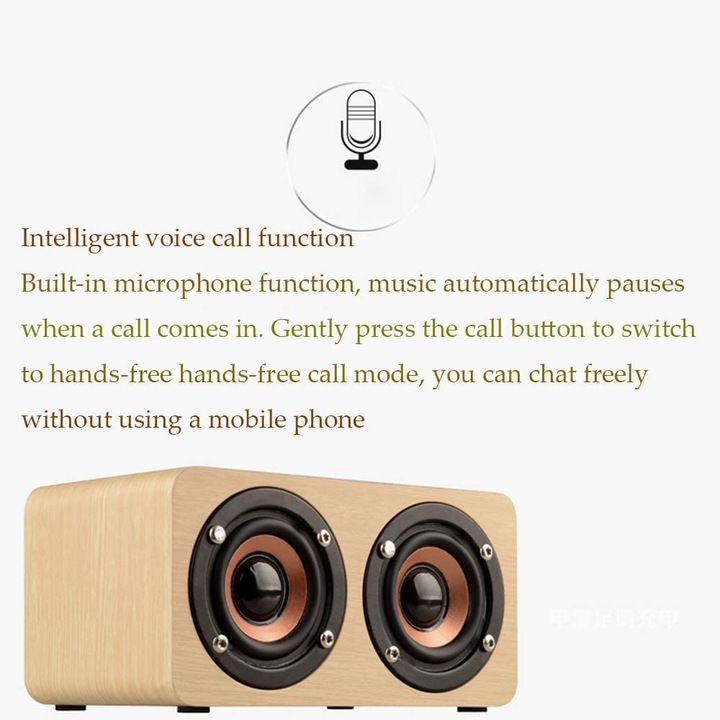 Boxa portabila retro bluetooth mini, lemn, difuzoare duble, bass ...