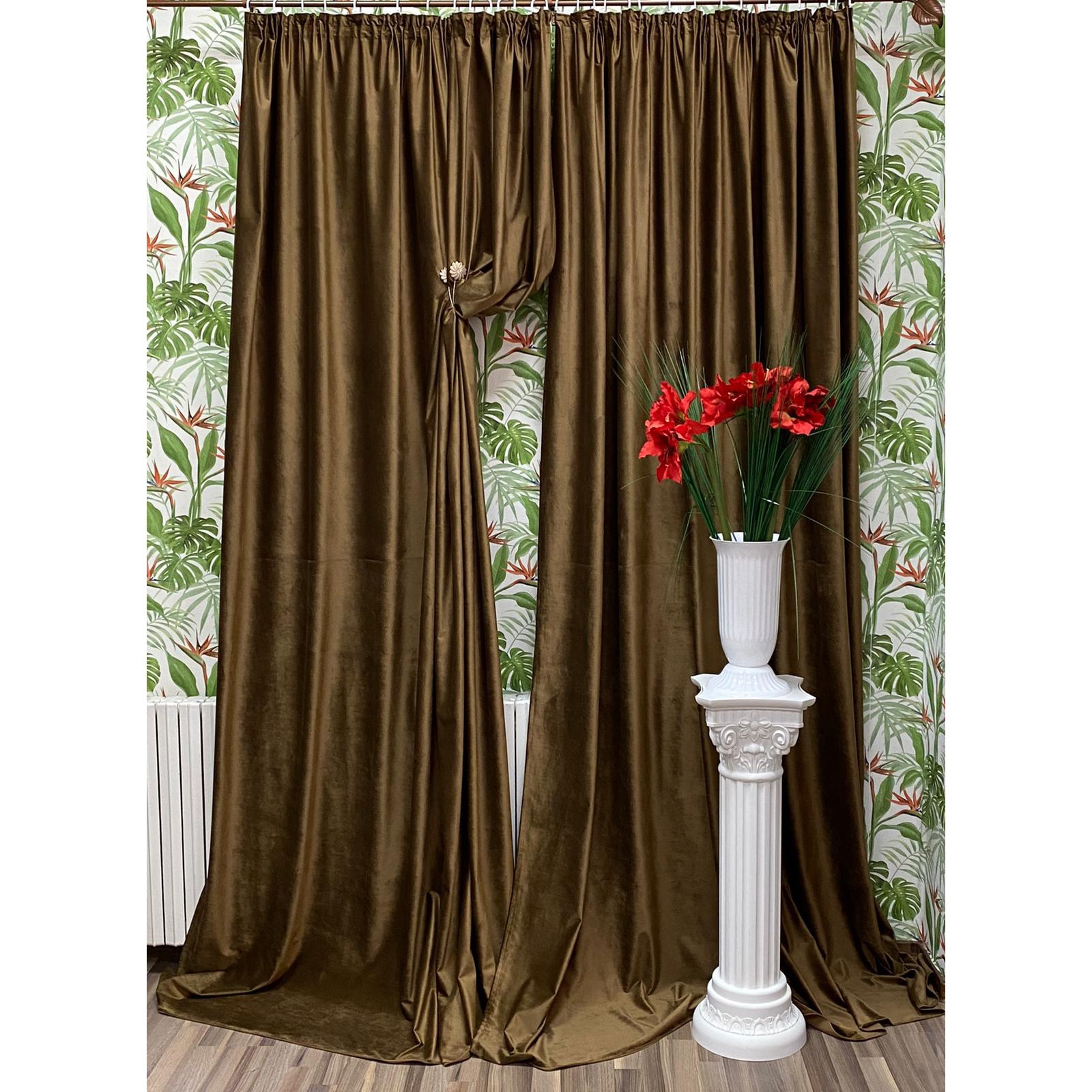 Set draperii catifea, culoare ciocolatiu, colectia "Velvet by Liz Line ...