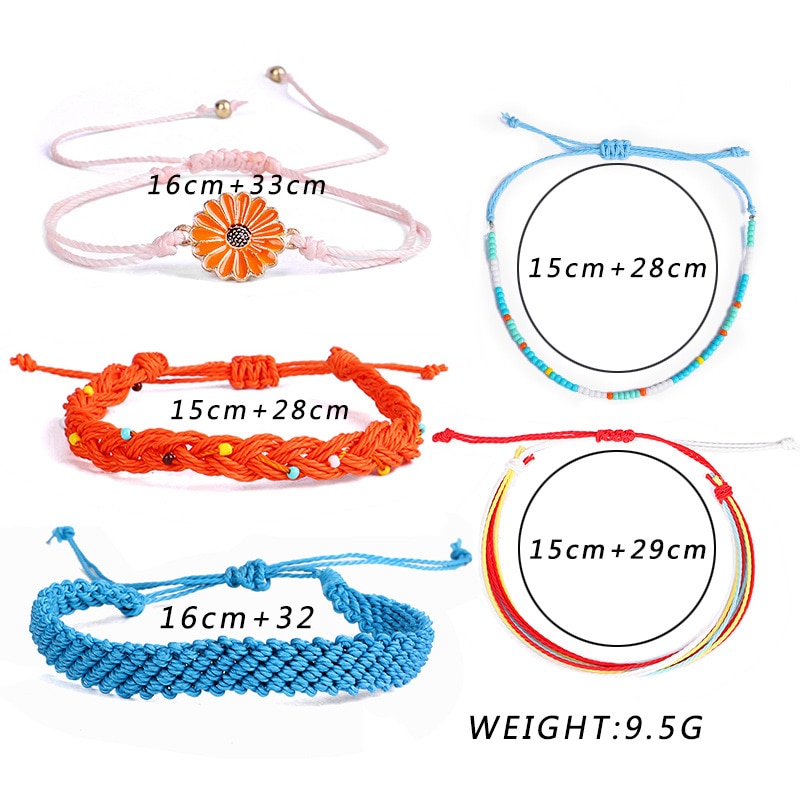Set 5 bratari dama, model vara, lucrate manual, din sfoara, multicolore ...