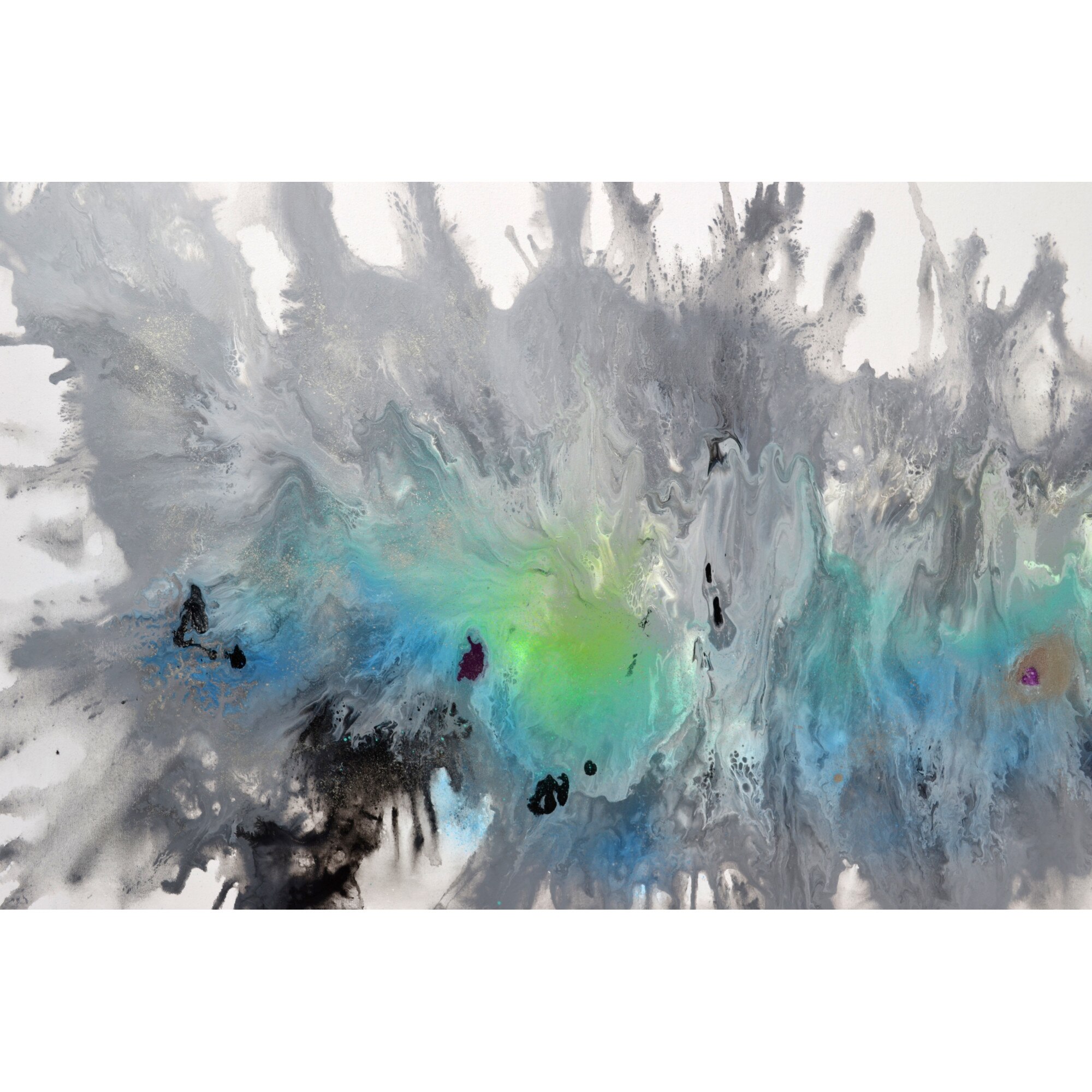 Tablou abstract, monocromie, albastru, turcoaz, gri, alb negru ...