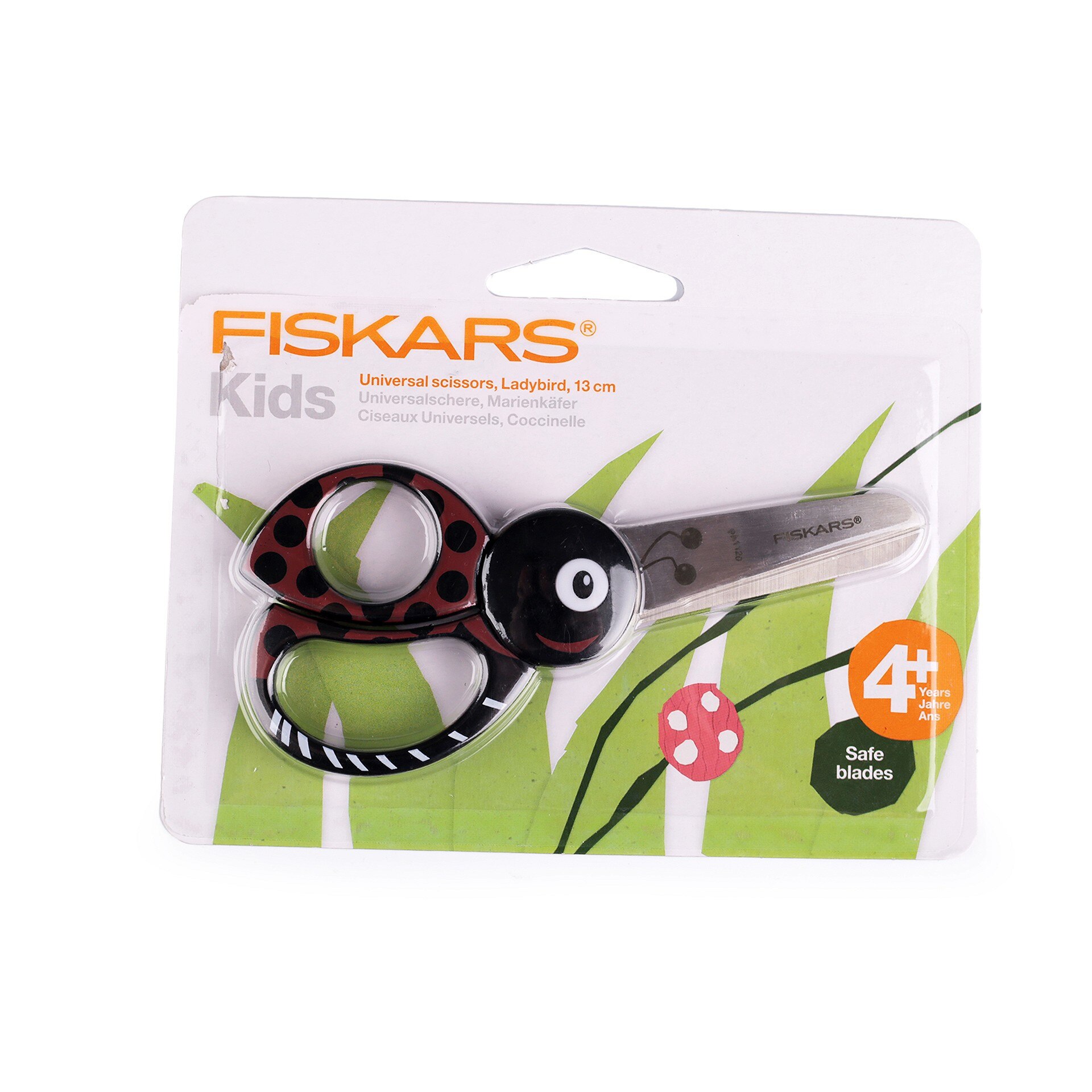 Foarfeca pentru copii stangaci si dreptaci Fiskars, 13 cm, Buburuza ...