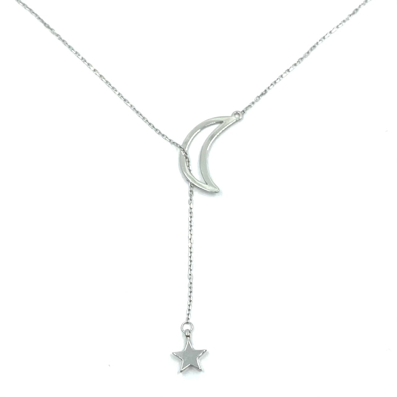 Colier simbol “Luna si stea”, Agavi, argint 925, argintiu, 40 cm - eMAG.ro