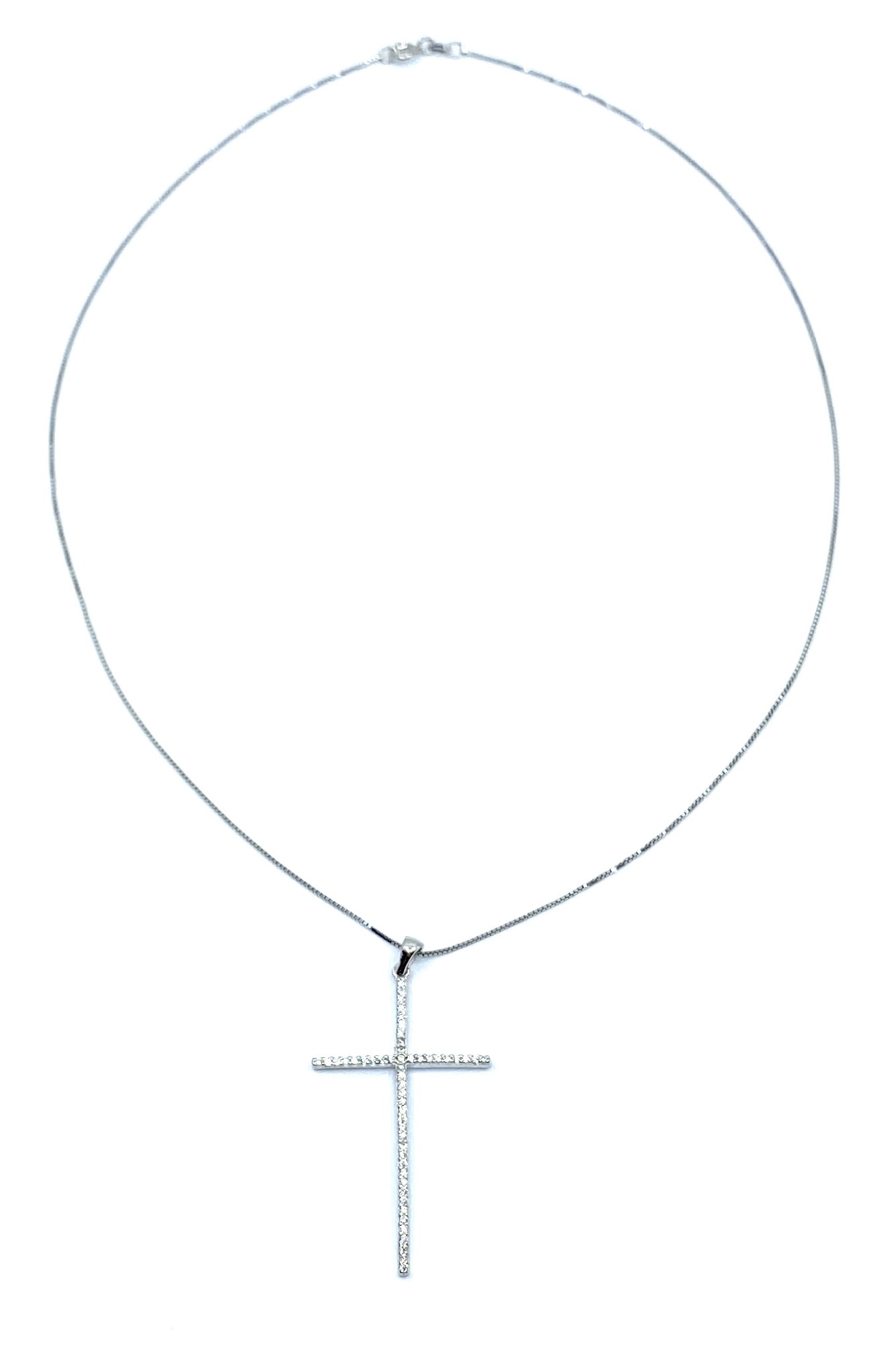 Colier Cruce Dinuzete, argint 925, zirconiu alb/argintiu - eMAG.ro