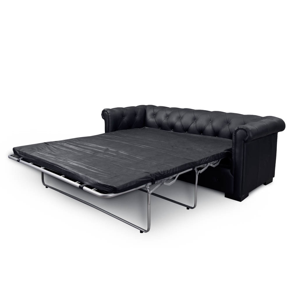 Canapea Basel 3 locuri extensibila, piele naturala Apha Nero, neagra ...