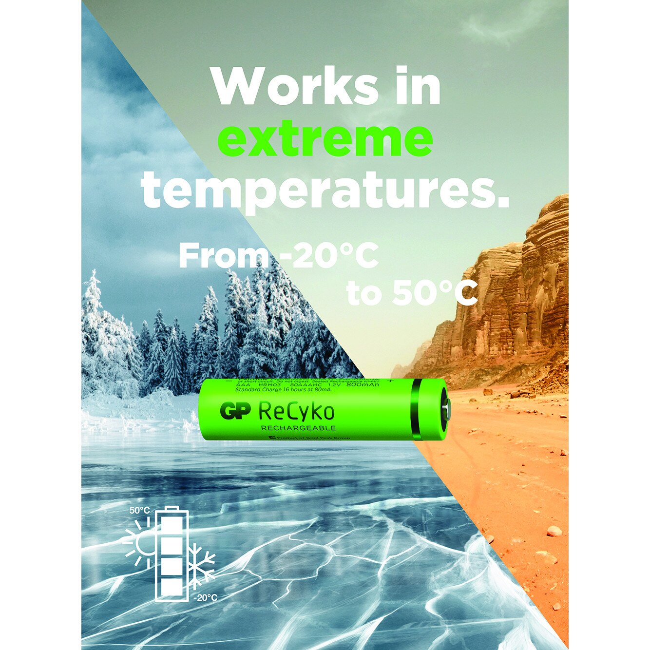 Комплект Акумулаторни батерии NiMH GP, ReCyko AA, HR6, 1.2V, 2600mAh, В ...
