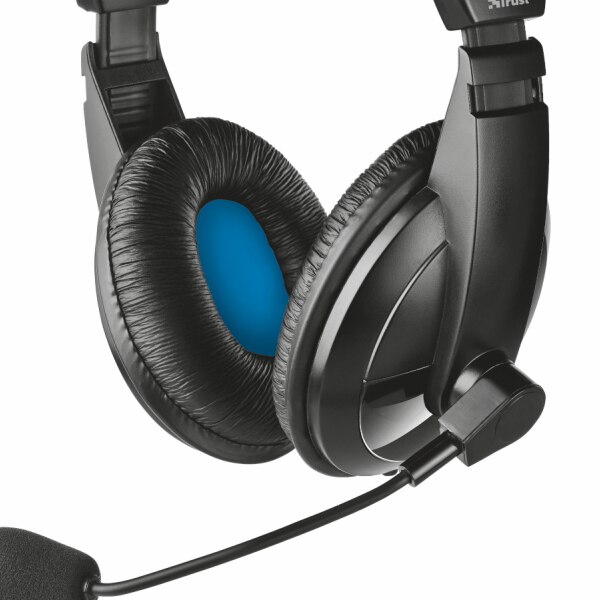Casti Trust, 108 db, 32 ohm, Microfon, Negru / Albastru - eMAG.ro