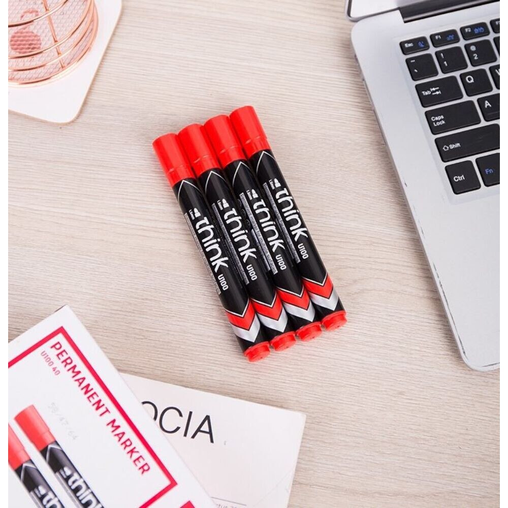 Deli Think tartós jelölő, hegy 1,5 mm, piros, több felületre, 1 db ...