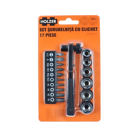 Set surubelnita cu clichet si 16 accesorii insurubare, Holzer 339317 ...