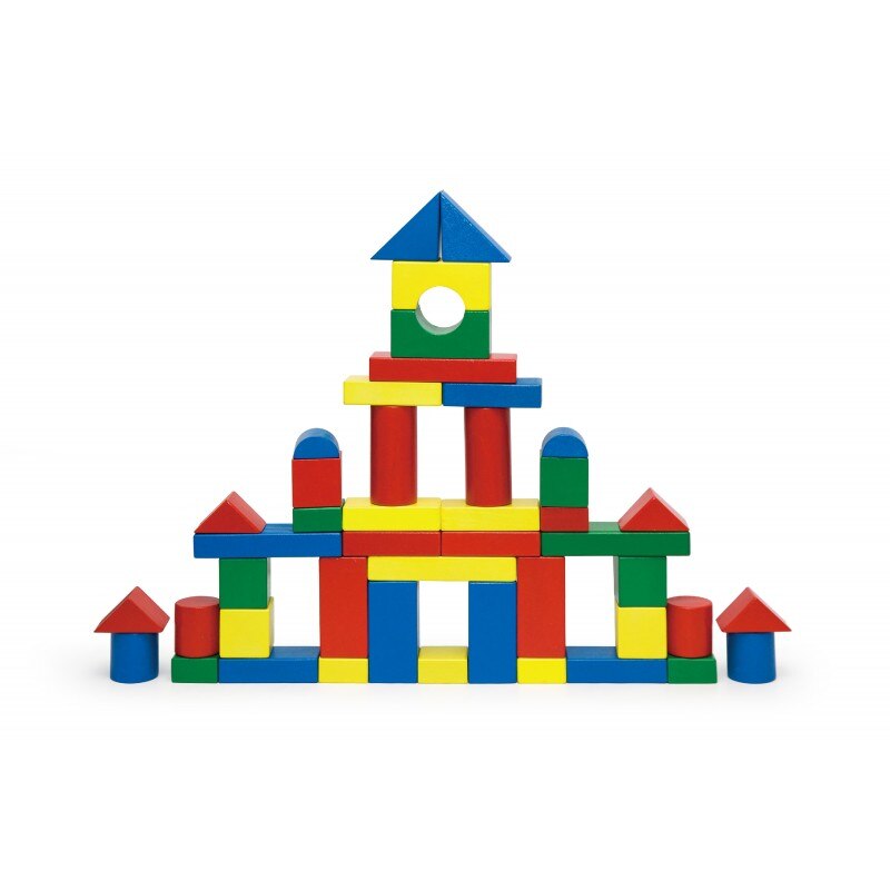 Set cuburi colorate 3,5 cm din lemn 50 buc, Viga - eMAG.ro