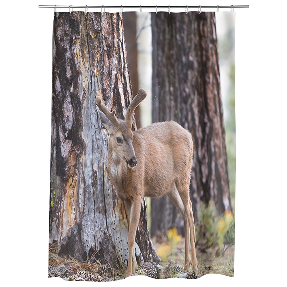 Perdea Dus Cada pentru Baie Art Factory, Pui de cerb in padure, 150 x ...