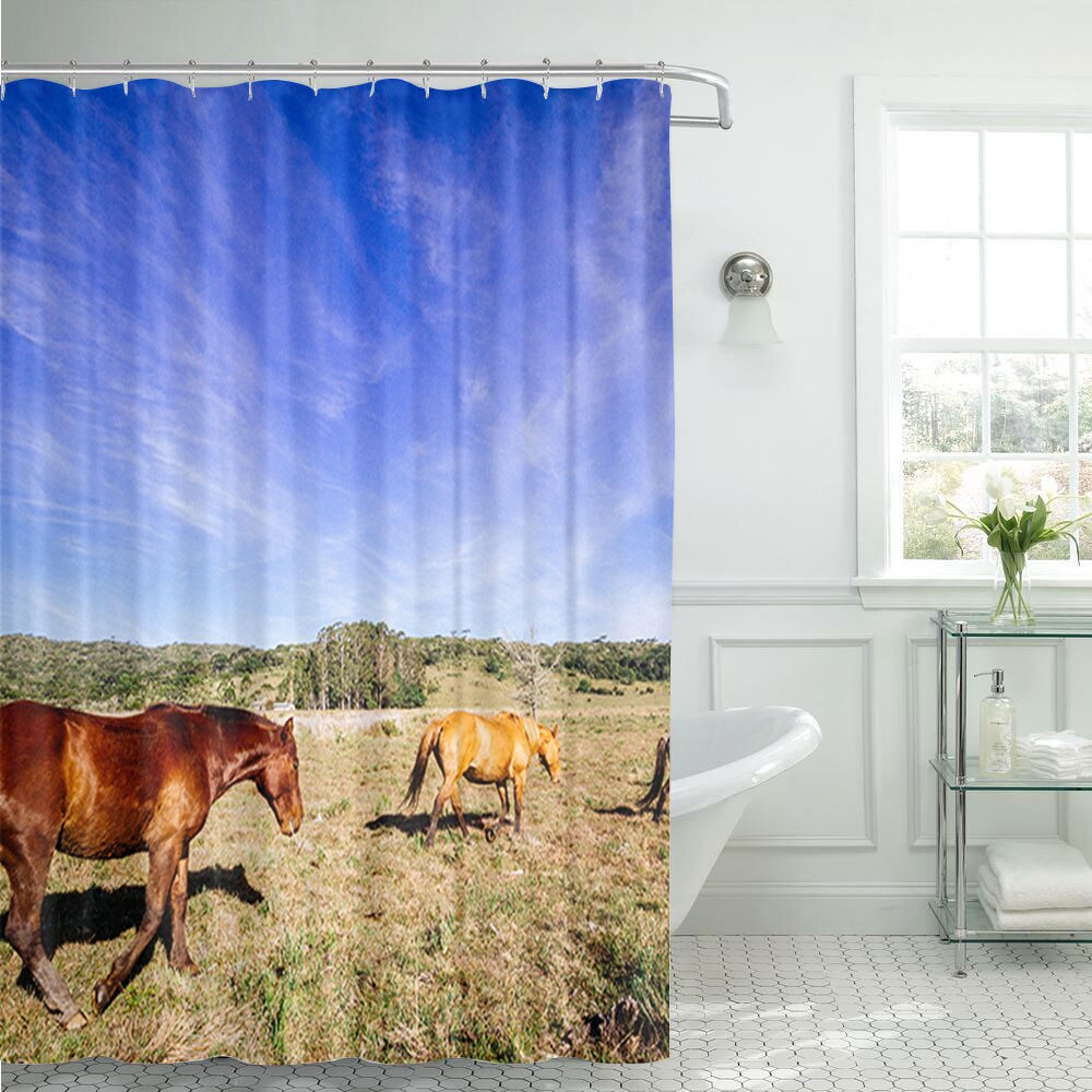 Perdea Dus Cada pentru Baie Art Factory, 3 cai la plimbare, 150 x 200 ...