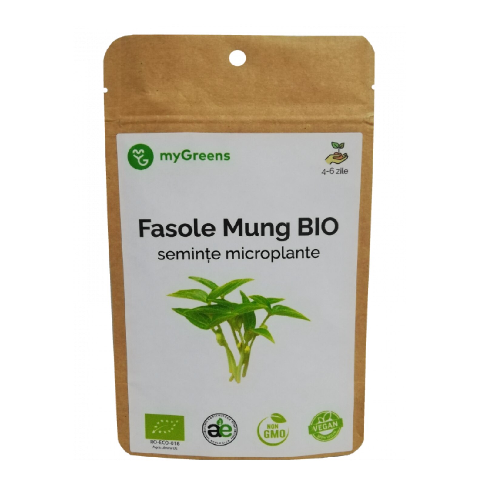 Seminte microplante de Fasole Mung BIO, myGreens, vegan, 100 g - eMAG.ro