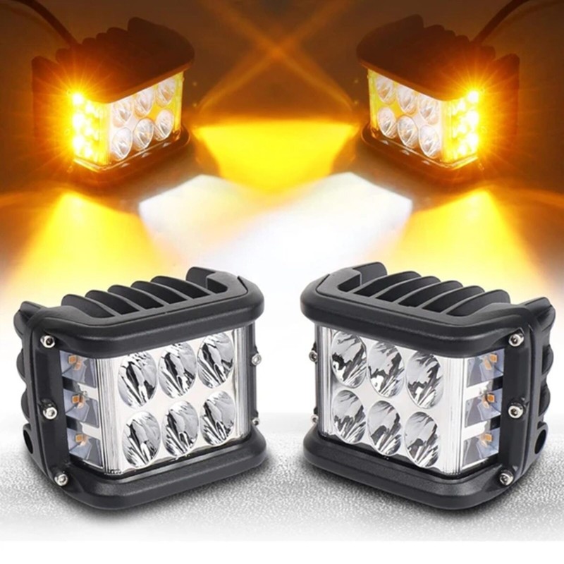 Set 2 proiectoare led bicolor, alb si galben stroboscop, 45W, lumina ...