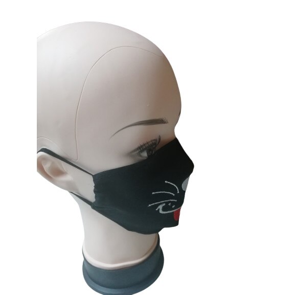 Masca fashion reutilizabila PISICUTA, neagra, 2 straturi - eMAG.ro