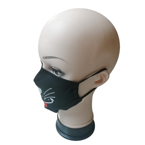 Masca fashion reutilizabila PISICUTA, neagra, 2 straturi - eMAG.ro