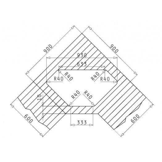 Chiuveta bucatarie Pyramis de colt MEDUSA, 950x550mm, adancime 180mm ...