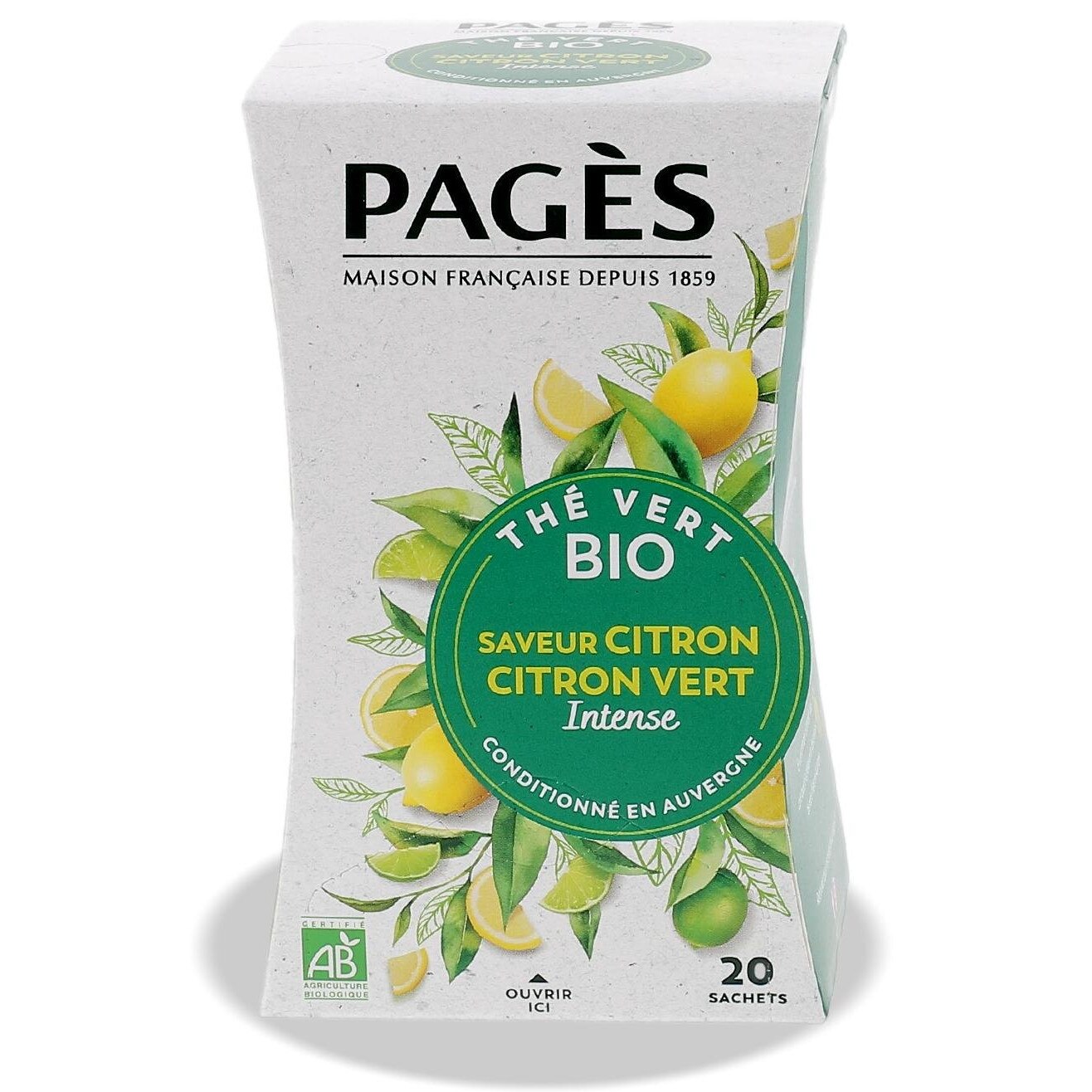 Ceai verde BIO cu lamaie si lime Pages, 20 pliculete - eMAG.ro