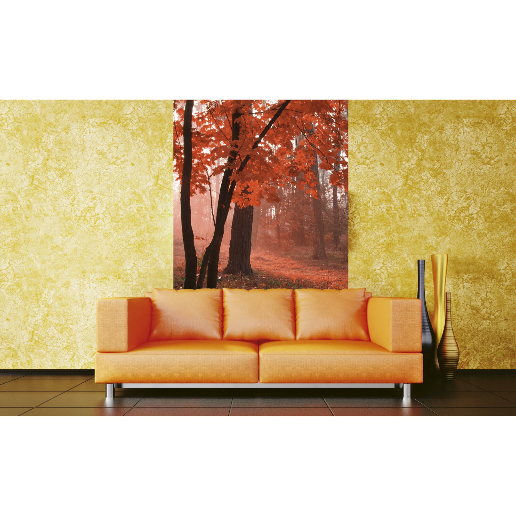 Tapet DIMEX, Model Padure in ceata, 150 x 250 cm, Netesut, Rosu - eMAG.ro