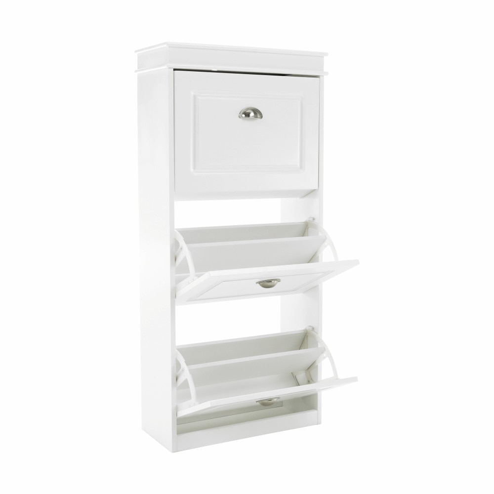 Pantofar cu 3 compartimente, suporturi duble, mdf/pal alb, 53 ...